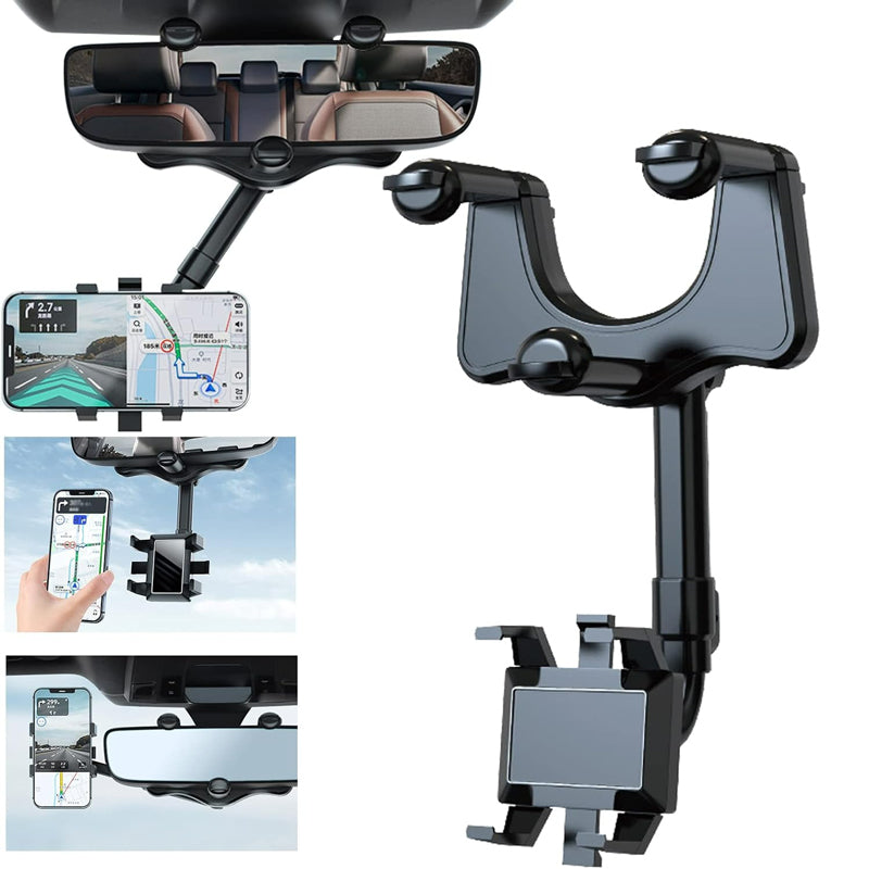 Multifunctional 360 Rotatable Car Rearview Mirror Phone Holder – BckMall